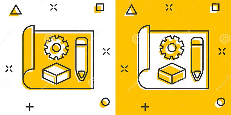 Prototype Icon in Comic Style. Startup Cartoon Vector Illustration on ...