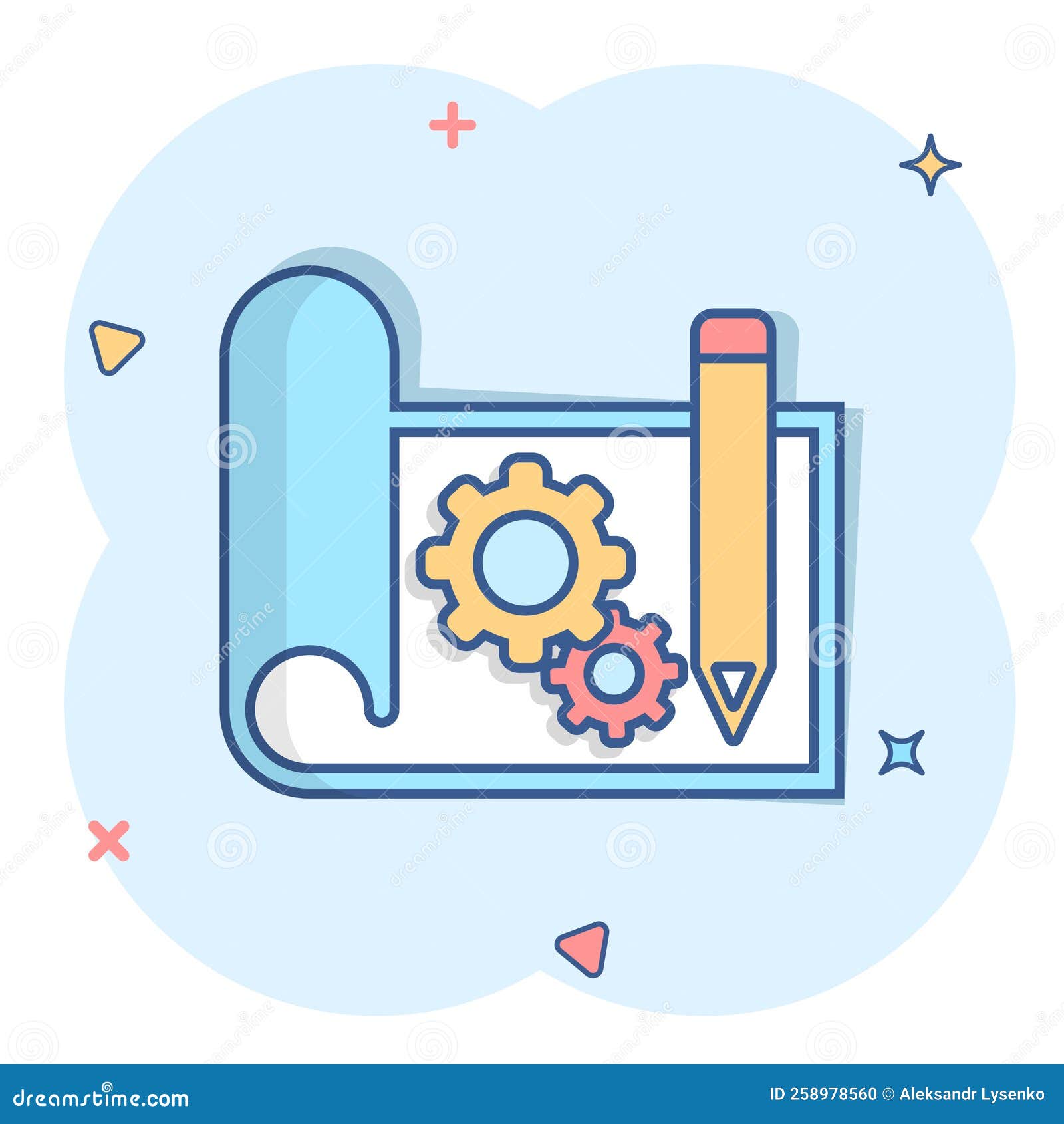 Prototype Icon in Comic Style. Startup Cartoon Vector Illustration on ...