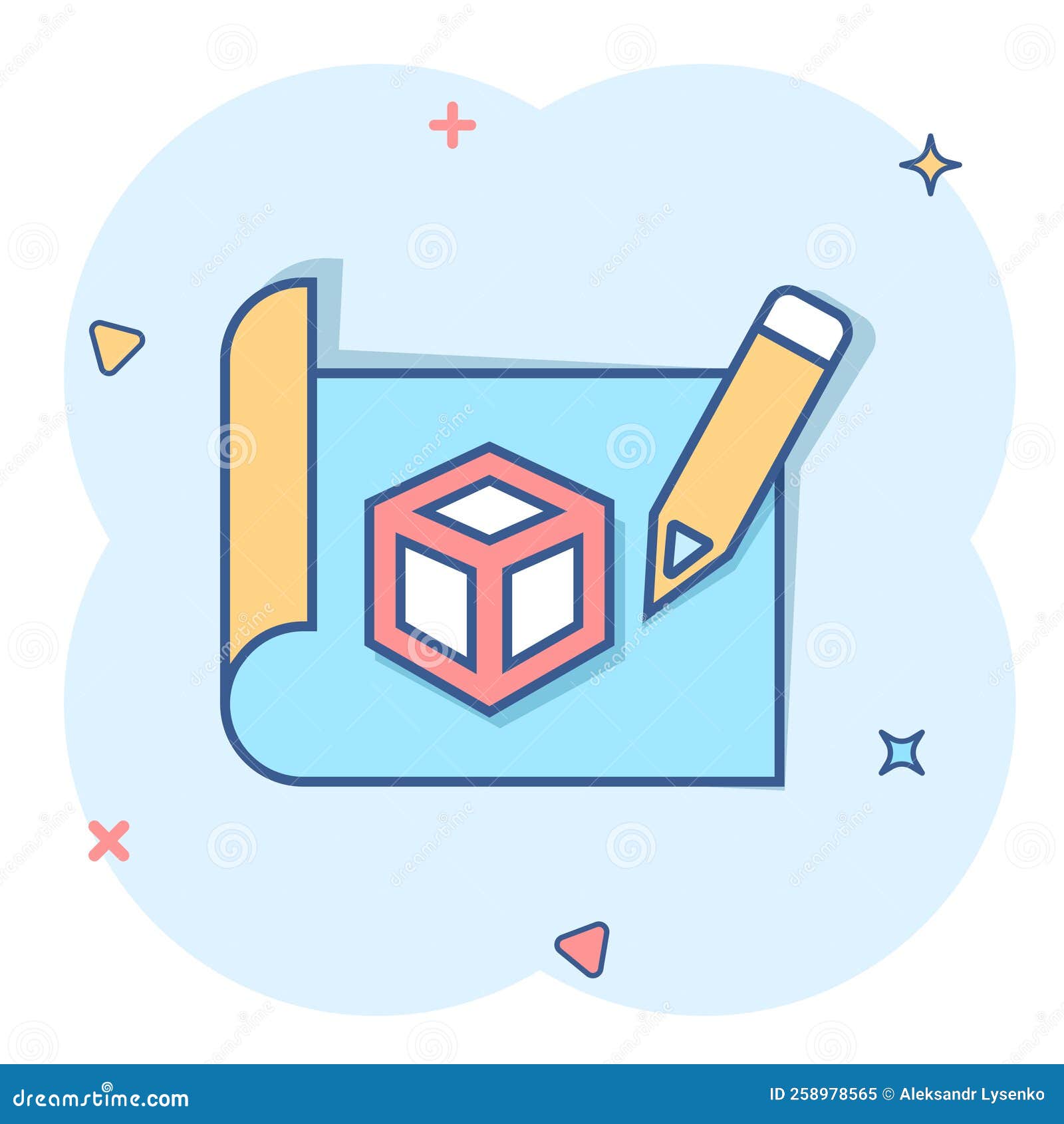 Prototype Icon in Comic Style. Startup Cartoon Vector Illustration on ...