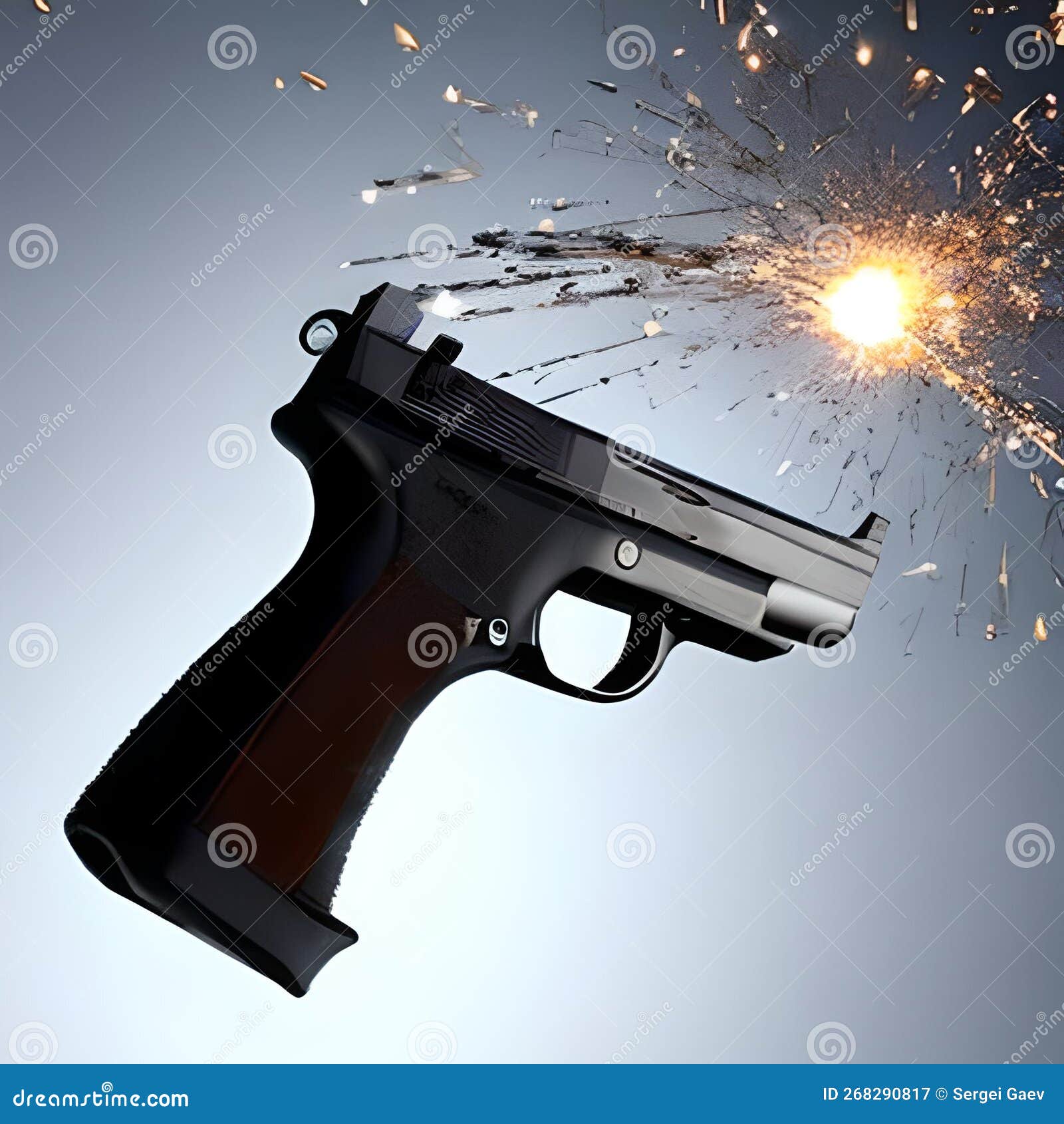 Prototype of a Pistol, with a Flash of a Shot, Clipart, 3d Stock Image ...
