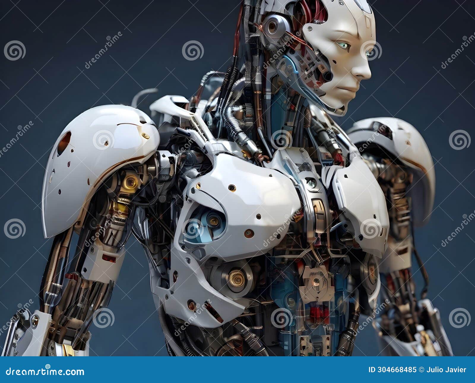 A Prototype of Robot Cyborg Soldier Stock Illustration - Illustration ...