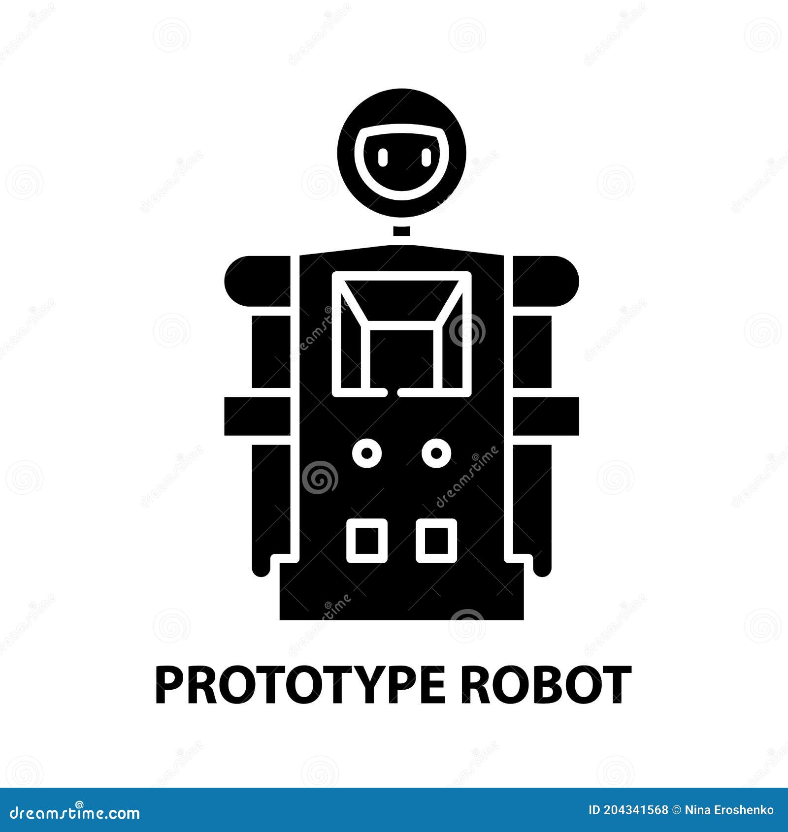 Prototype Robot Icon, Black Vector Sign with Editable Strokes, Concept ...