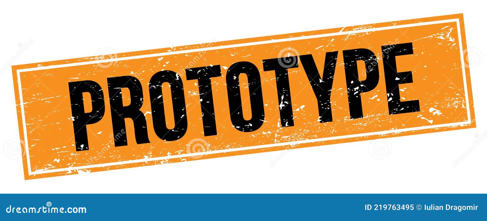 PROTOTYPE Text on Black Orange Grungy Rectangle Stamp Stock ...