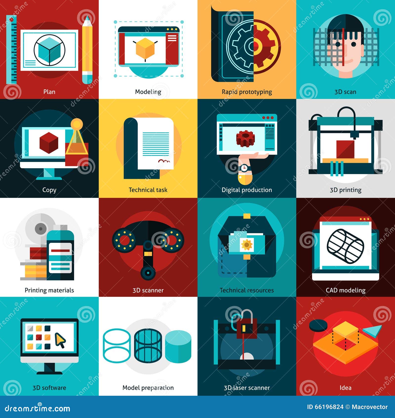 Prototyping and Modeling Icons Stock Vector - Illustration of flat ...
