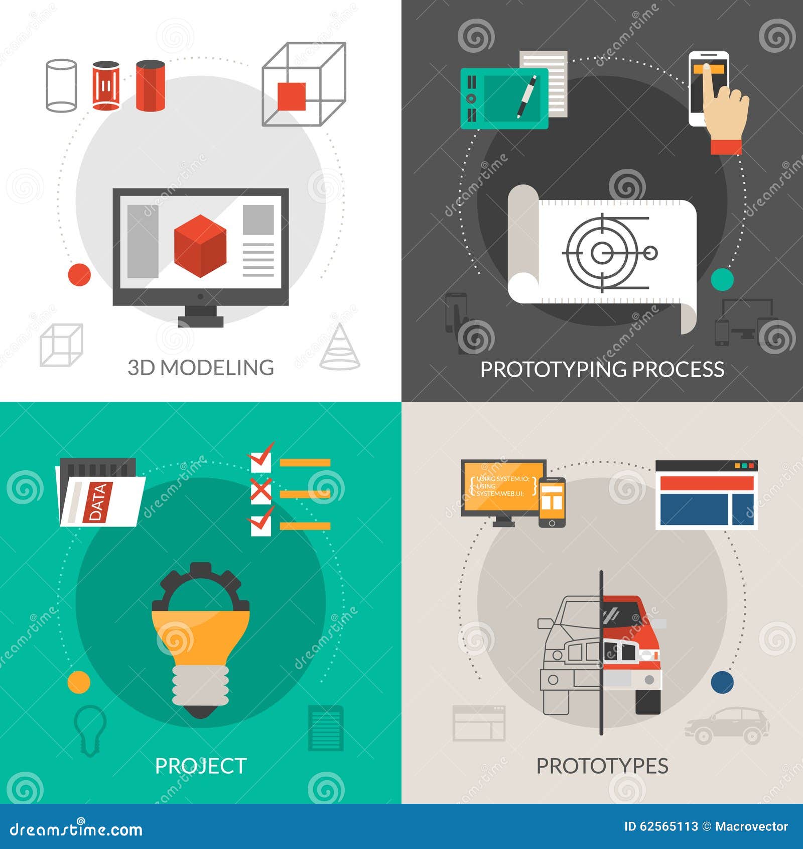 Prototyping and Modeling Set Stock Vector - Illustration of concept ...