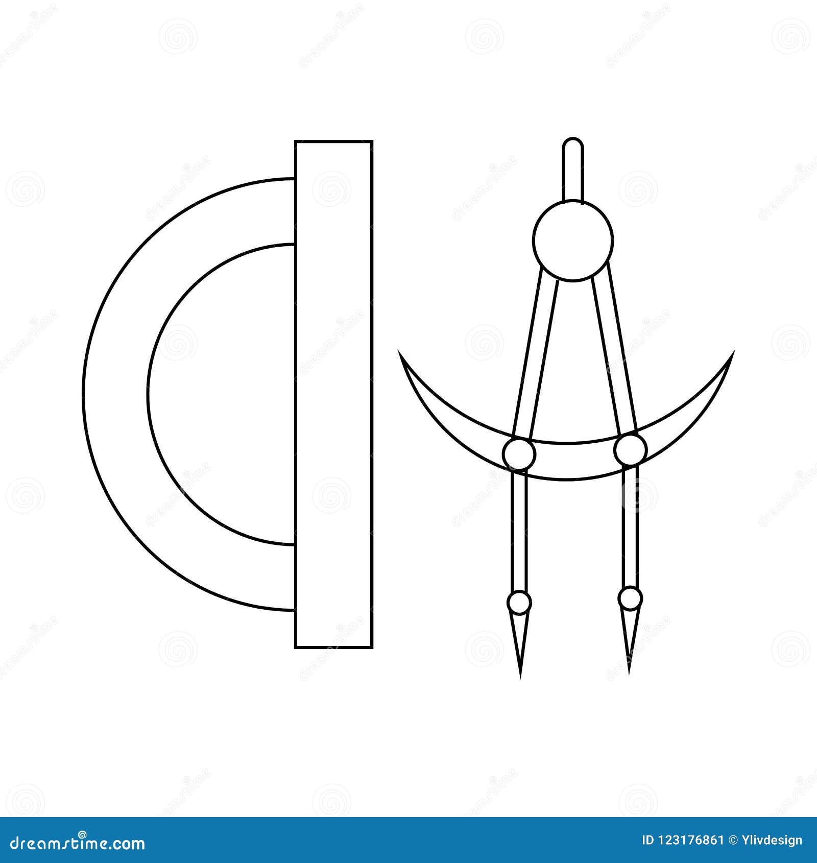 Protractor and Compass Tool Icon, Outline Style Stock Illustration ... Protractor and Compass Tool Icon, Outline Style Stock Illustration ...