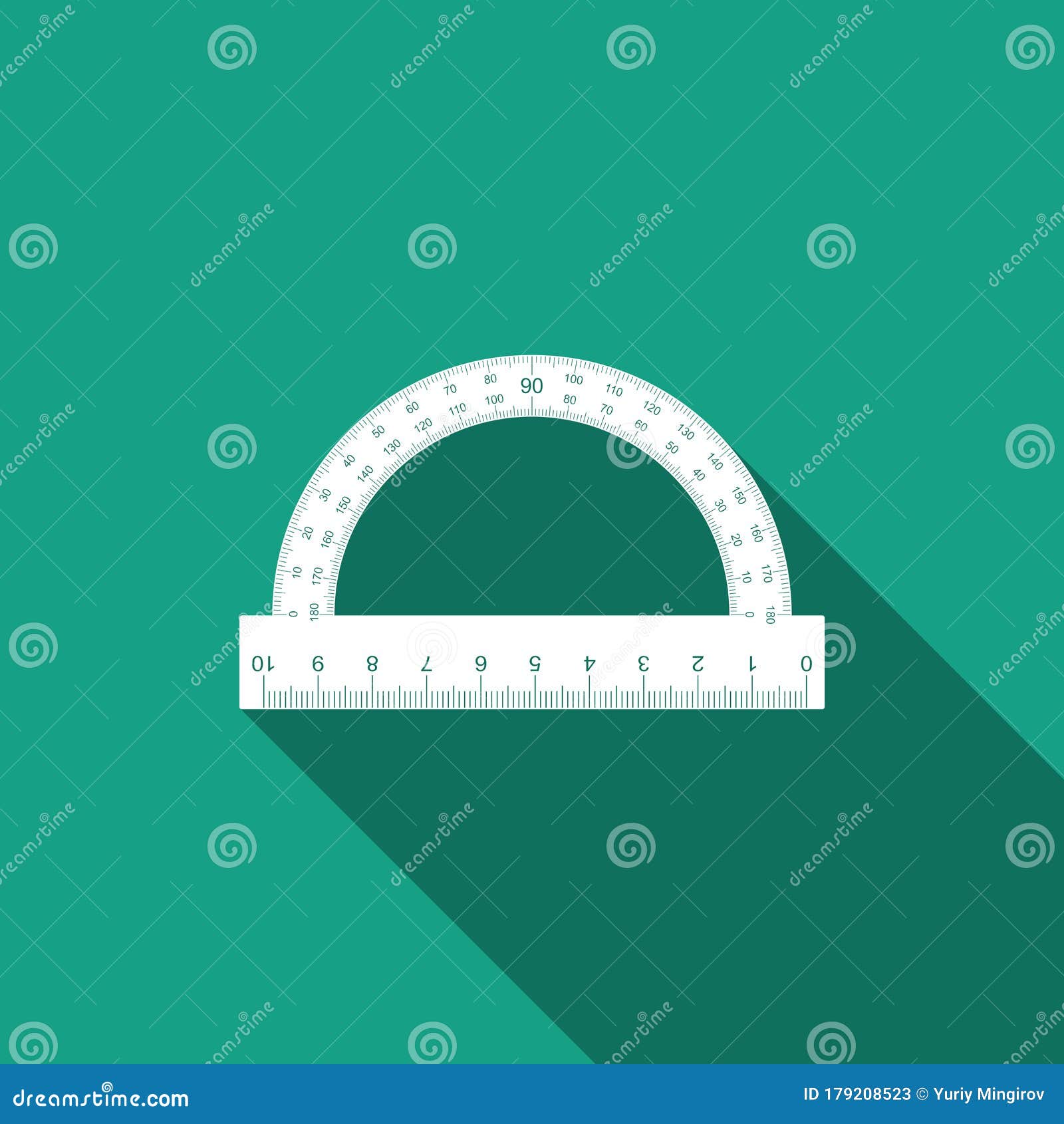 Protractor Grid for Measuring Degrees Icon Isolated with Long Shadow ...