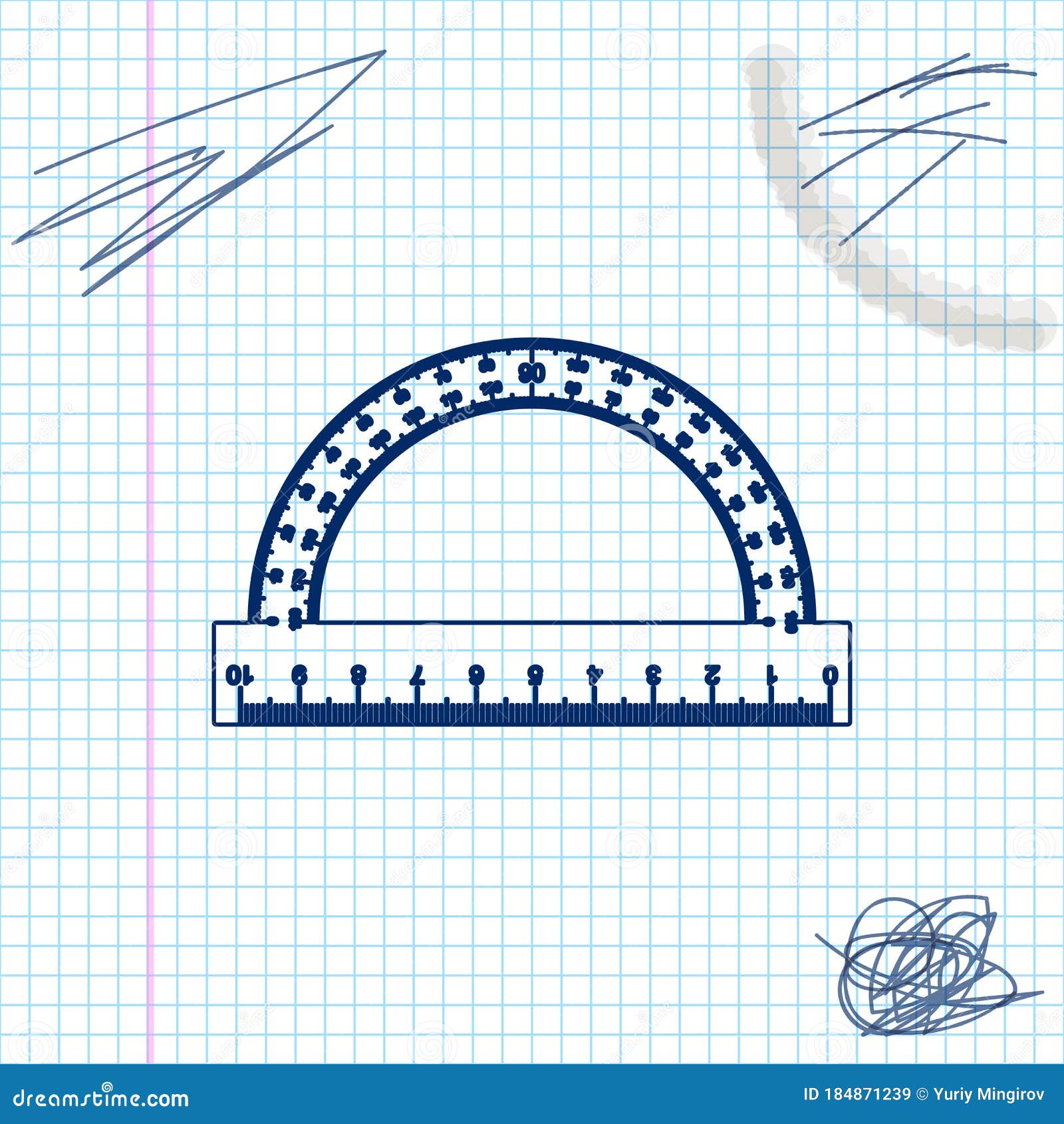 Protractor Grid for Measuring Degrees Line Sketch Icon Isolated on ...