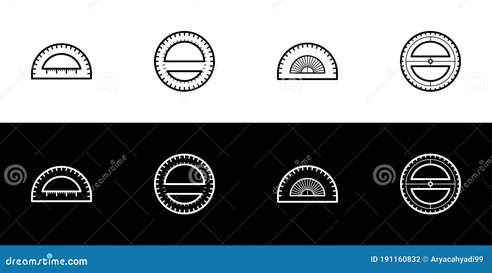 Protractor Icon Set. Measuring Angle Tools. Stock Vector - Illustration ...