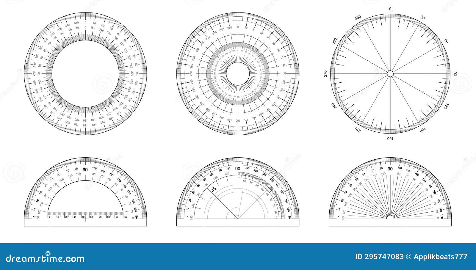 Protractor and Measuring Circle Set. Angles Measuring Tool. Protractors ...