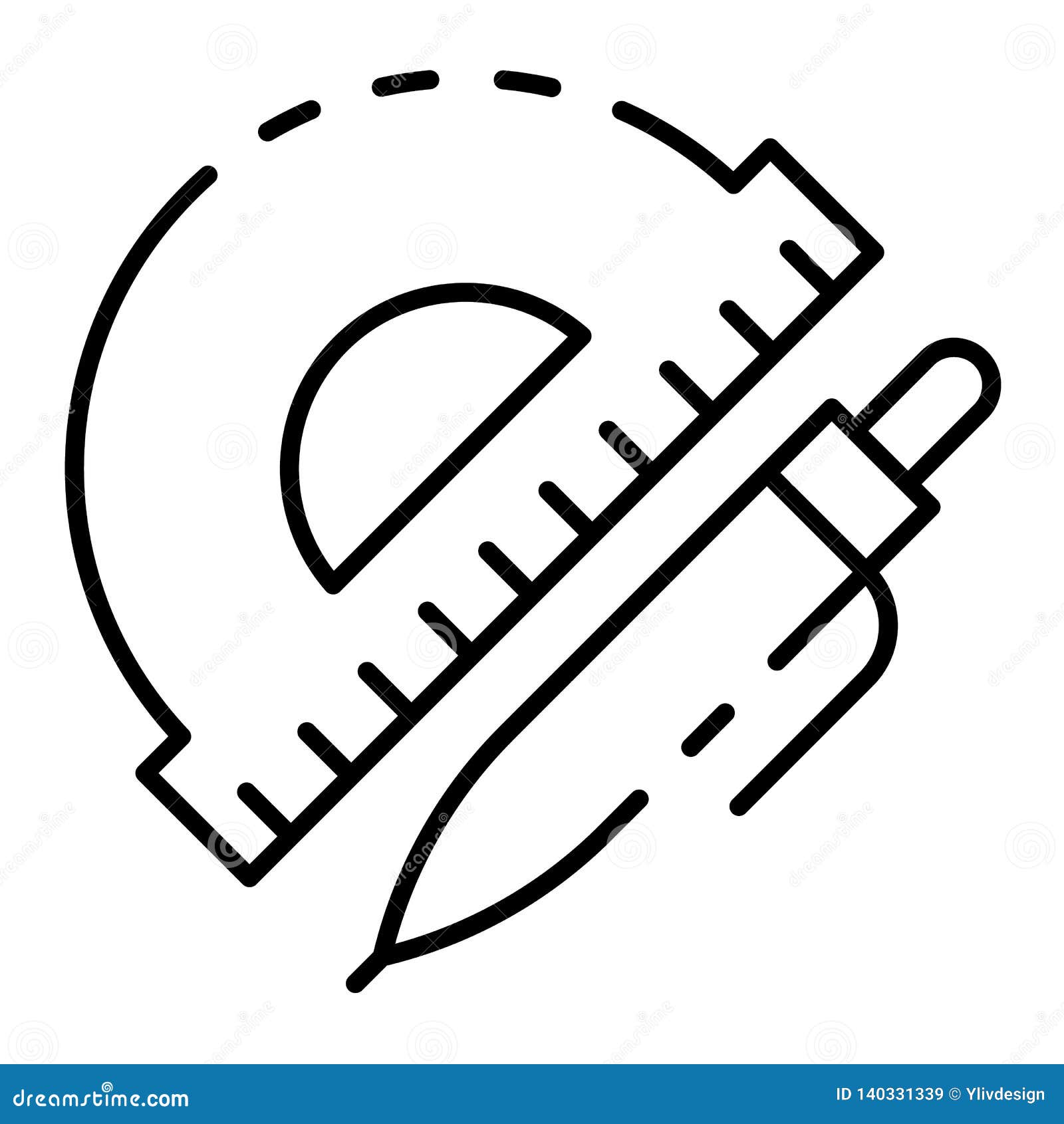 Protractor Pen Icon, Outline Style Stock Vector - Illustration of ...