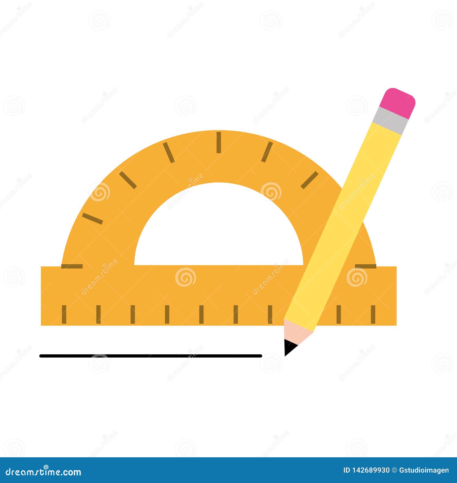Protractor Pencil Graphic Design Tools Vector Illustration ...