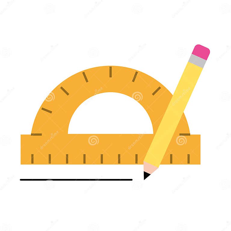Protractor Pencil Graphic Design Tools Stock Vector - Illustration of ...