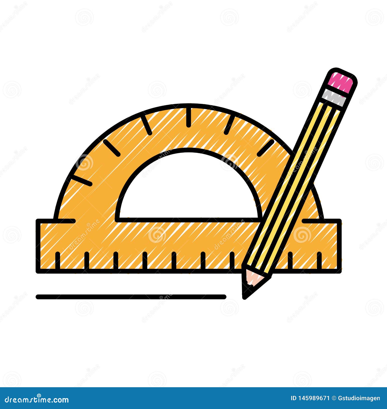 Protractor Pencil Graphic Design Tools Vector Illustration ...