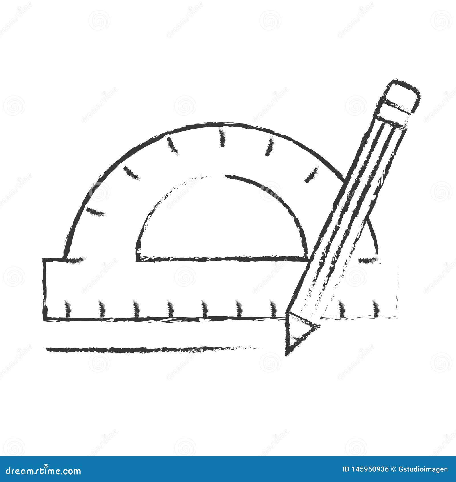 Protractor Pencil Graphic Design Tools Vector Illustration ...