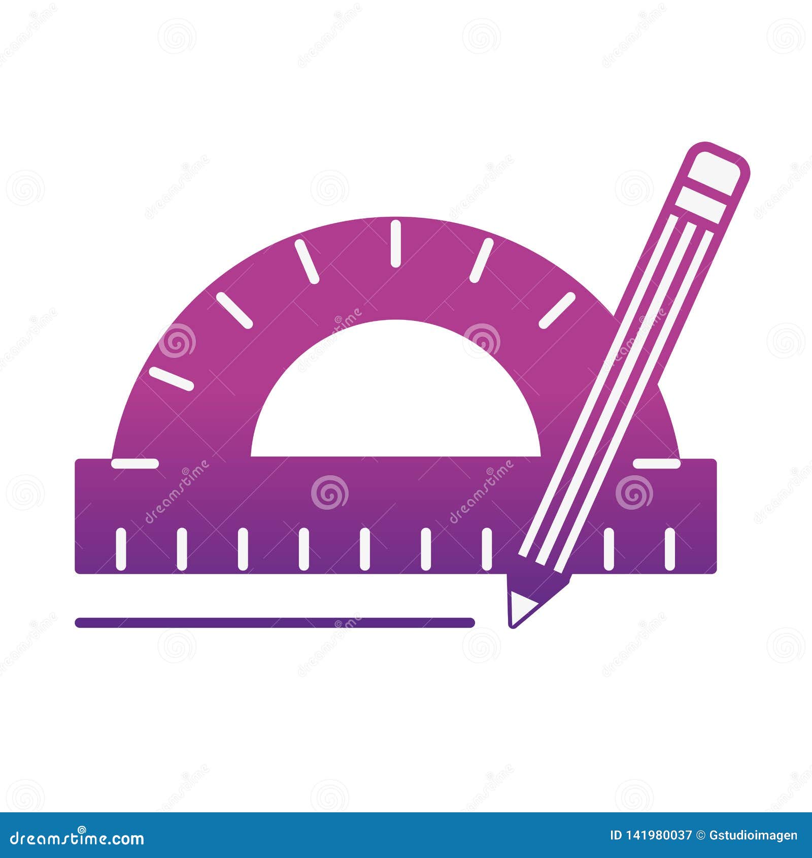 Protractor Pencil Graphic Design Tools Stock Vector - Illustration of ...