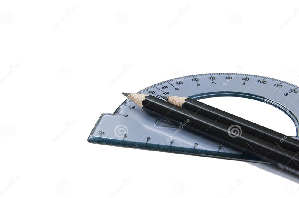 Protractor and pencils stock image. Image of curve, diagram - 10560779