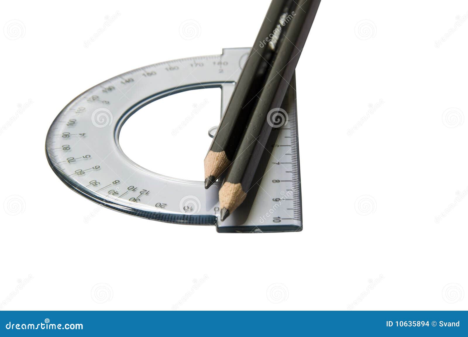 Protractor and Pencils Isolated on the White Stock Photo - Image of ...