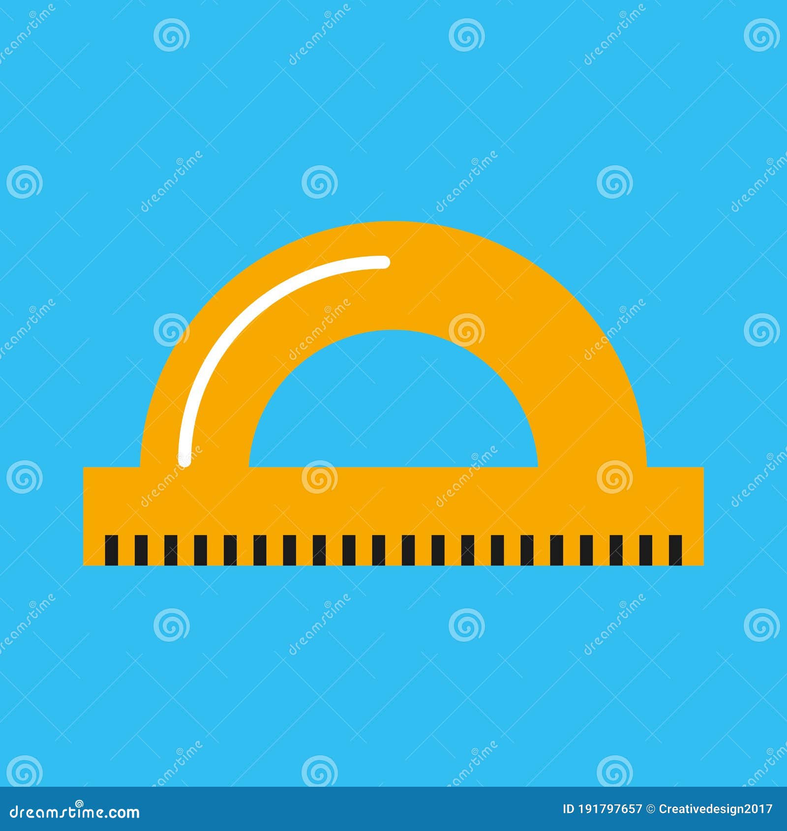 Orange Protractor Grid For Measuring Degrees Icon Isolated On Green ...