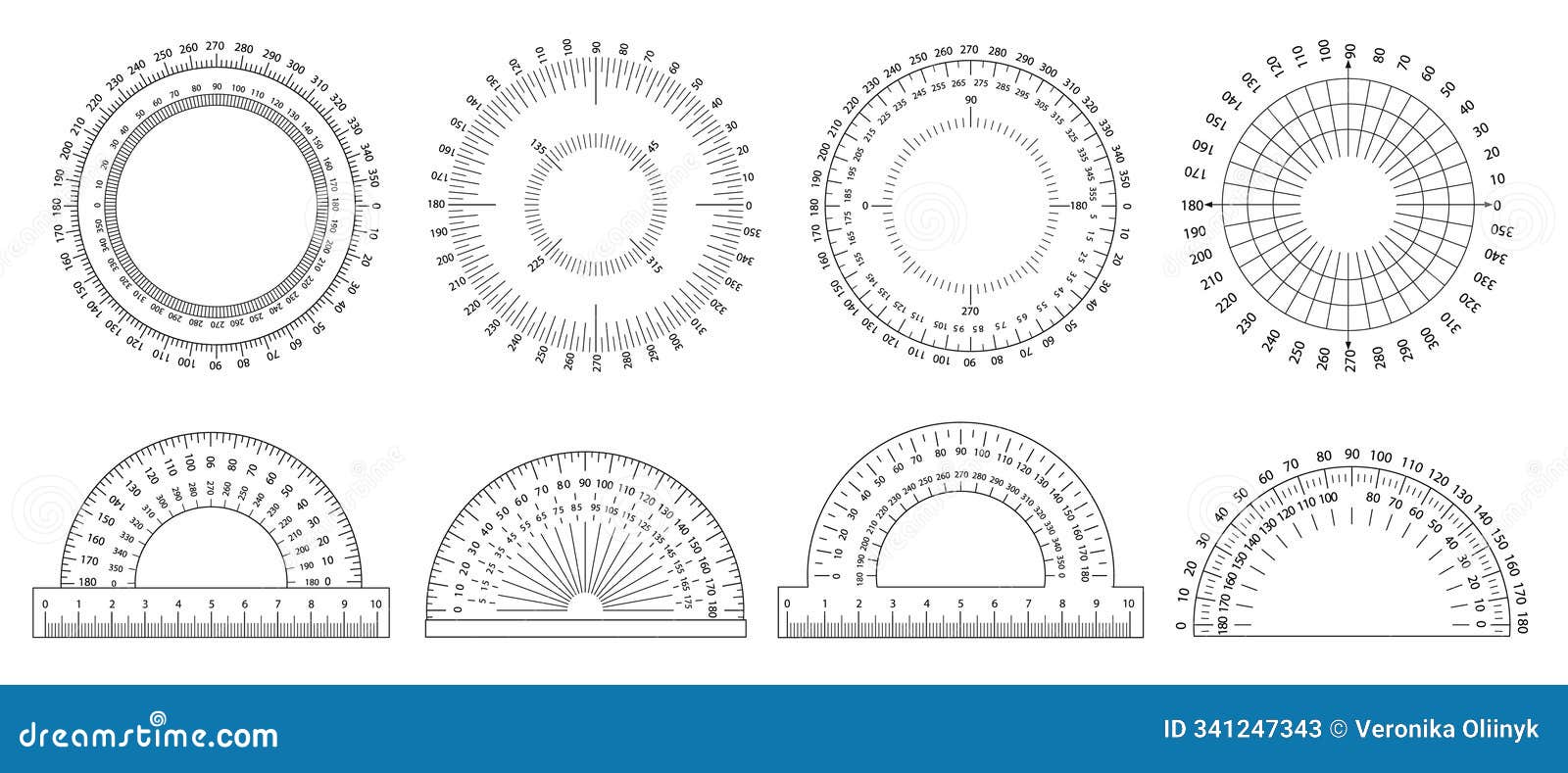 Protractor Ruler Isolated On The White Background. Vector Template Of ... Protractor Ruler Isolated On The White Background. Vector Template Of ...
