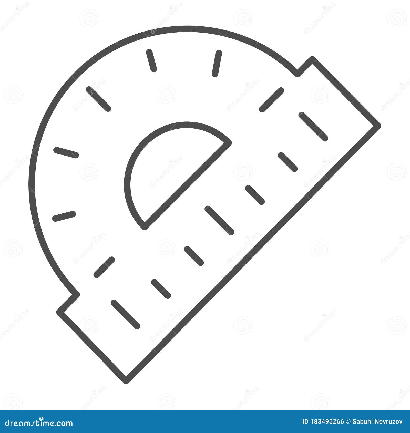 Protractor Thin Line Icon. Ruler For Measuring Degree Symbol, Outline ...