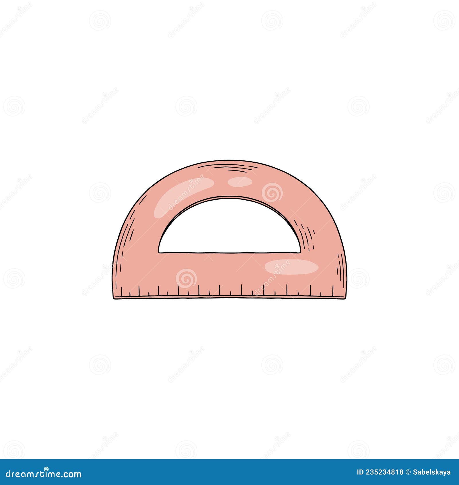Protractor Tool Hand Drawn Sketch. Ruler Instrument To Draw Angle in ...