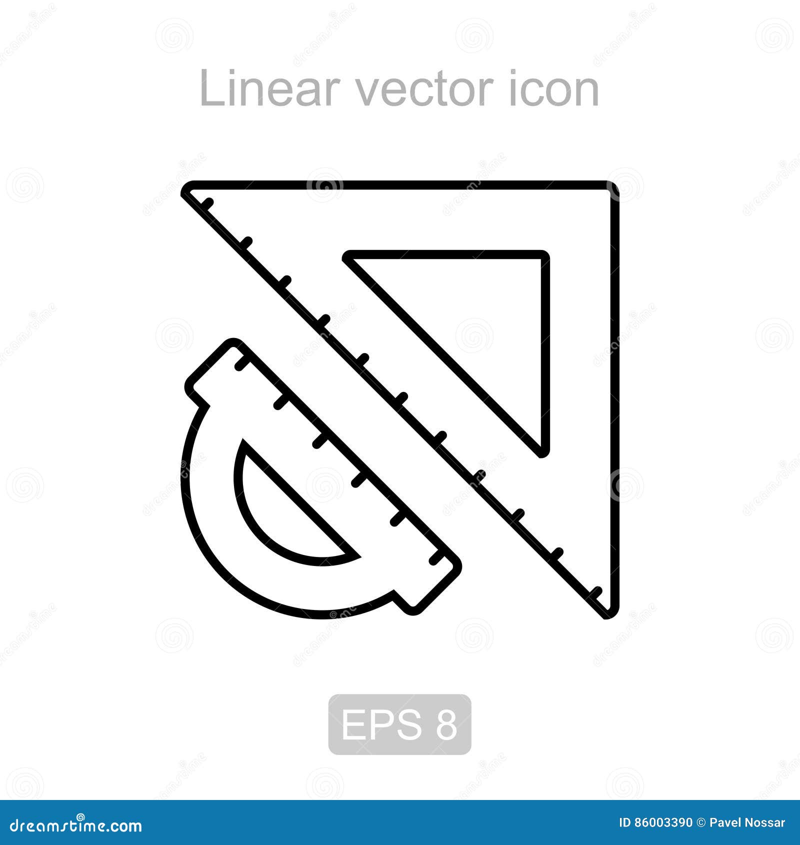 Protractor and Triangle. Linear Vector Icon Stock Vector - Illustration ...