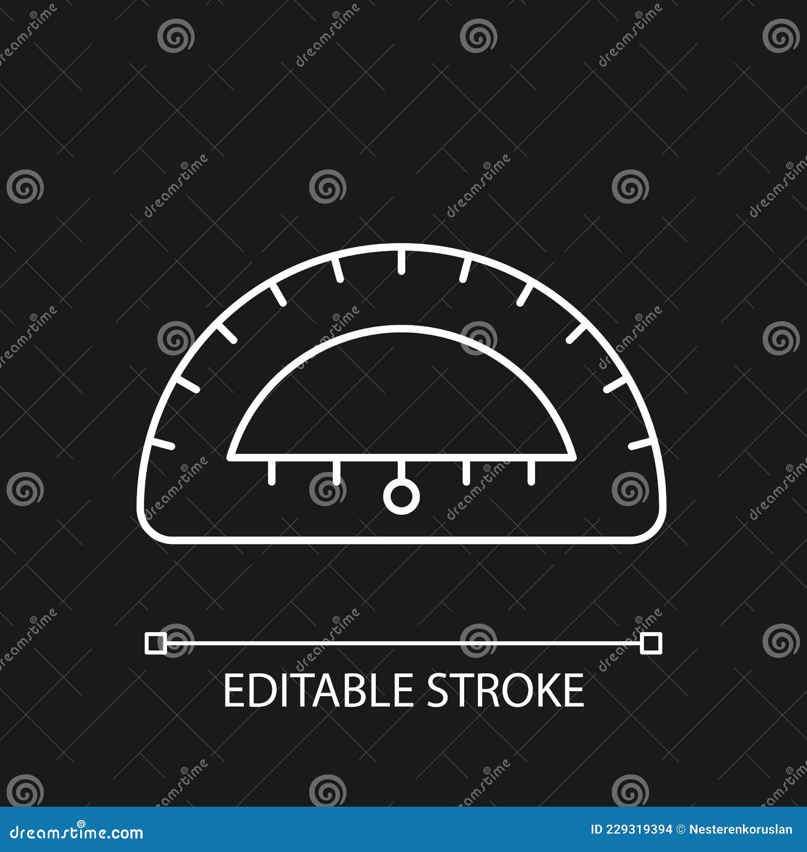 Protractor White Linear Icon for Dark Theme Stock Vector - Illustration ...