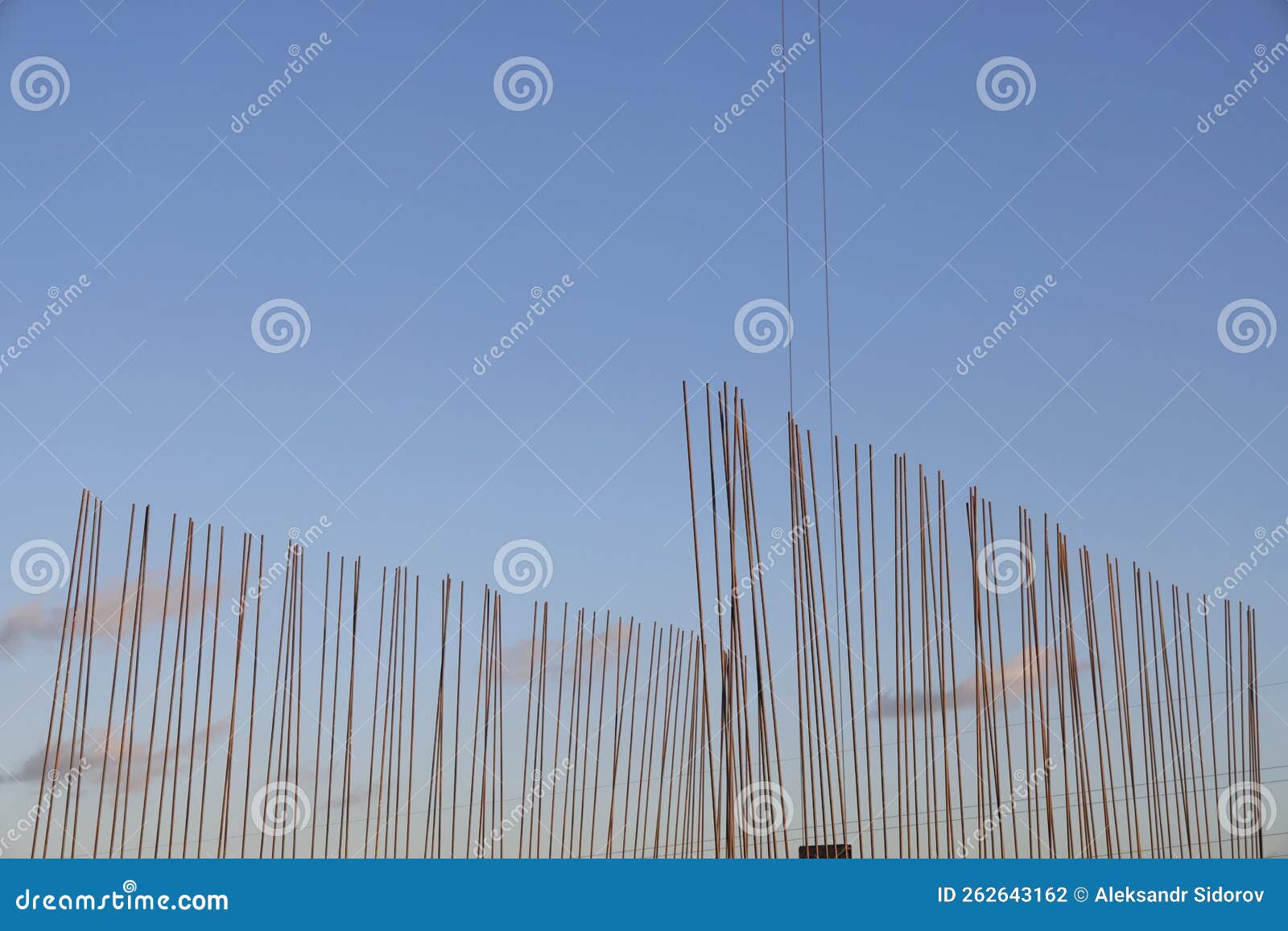 Protruding Construction Rebar Against the Blue Sky, Construction ...