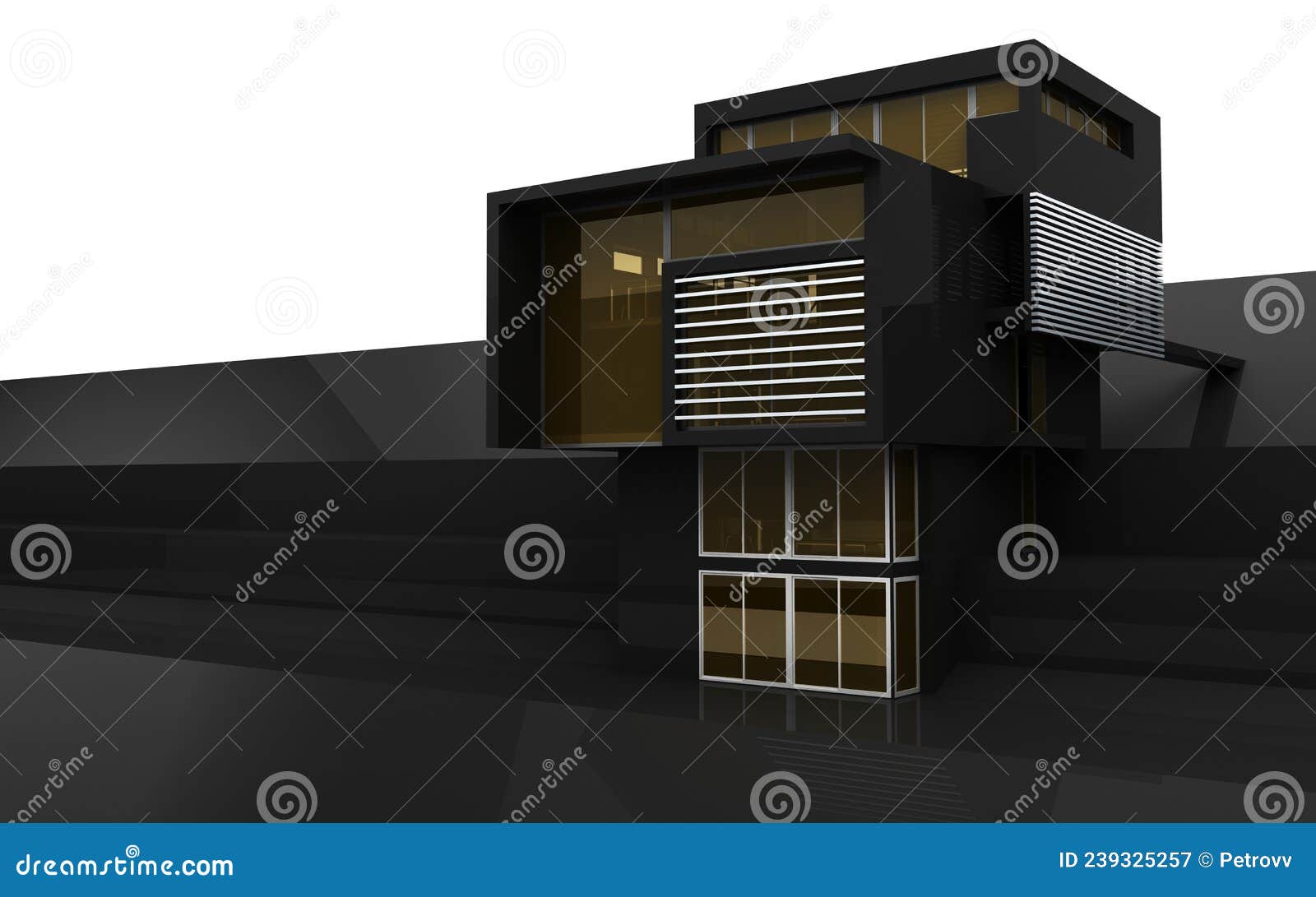 Protruding Part of a Modern Building in Black Stock Illustration ...