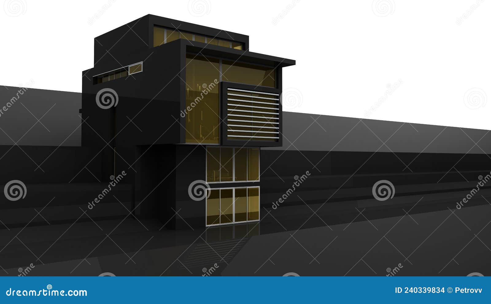 Protruding Part of a Modern Building in Black Stock Illustration ...