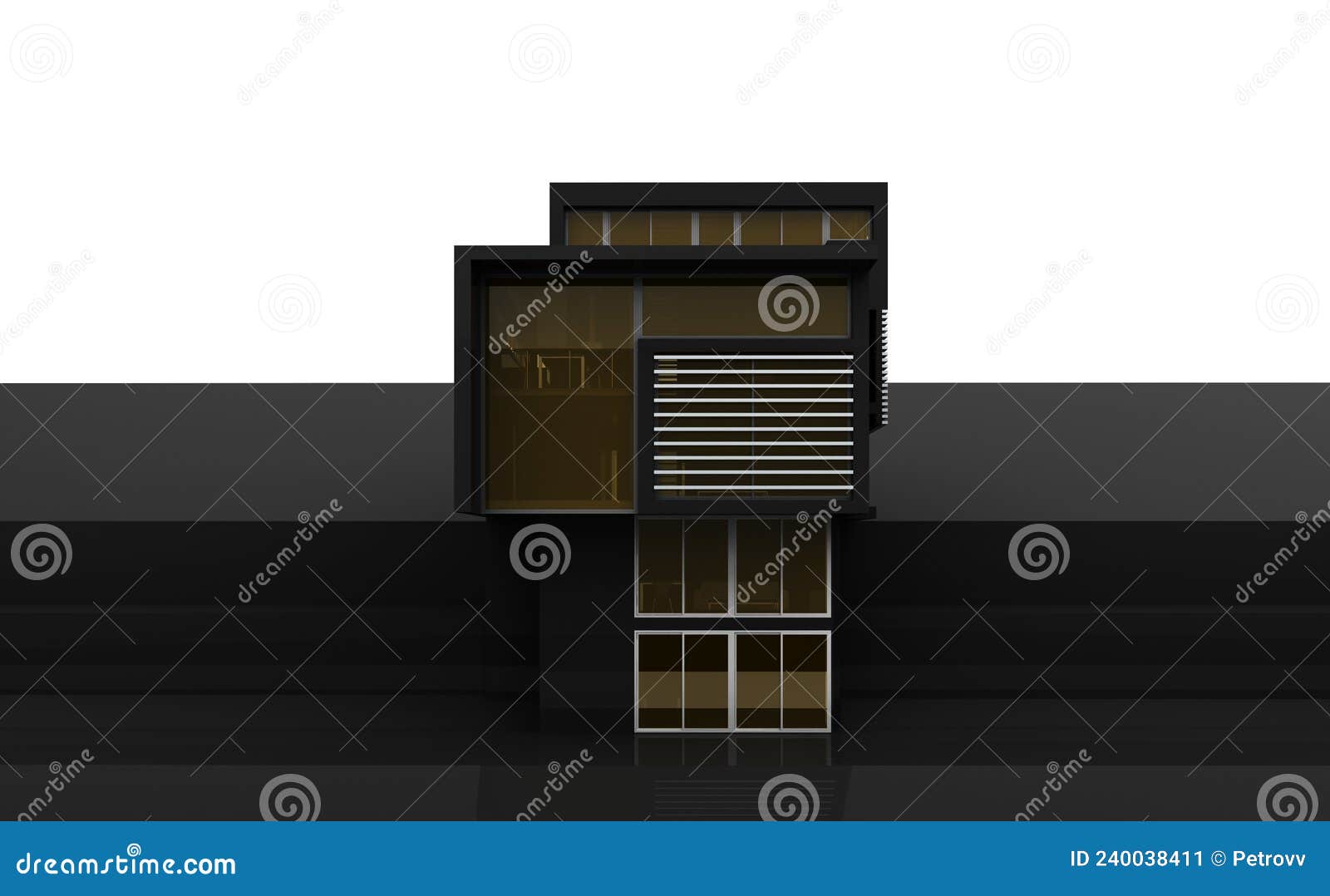 Protruding Part of a Modern Building in Black Stock Illustration ...