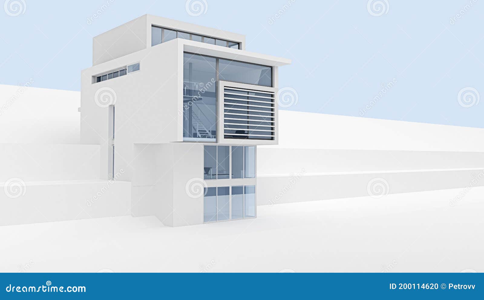 Protruding Part of a Modern Building in White Stock Illustration ...