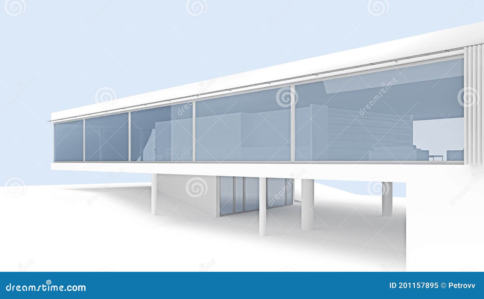 Protruding Part of a Modern Building in White Stock Illustration ...