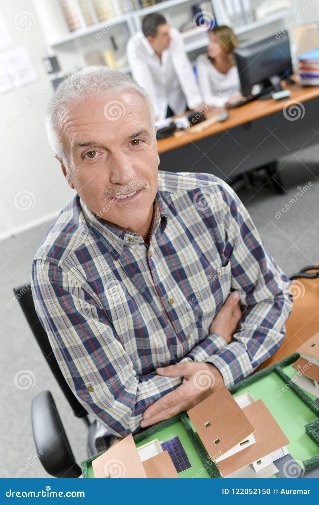Proud Architect Sat with Model Housing Stock Photo - Image of fresh ...