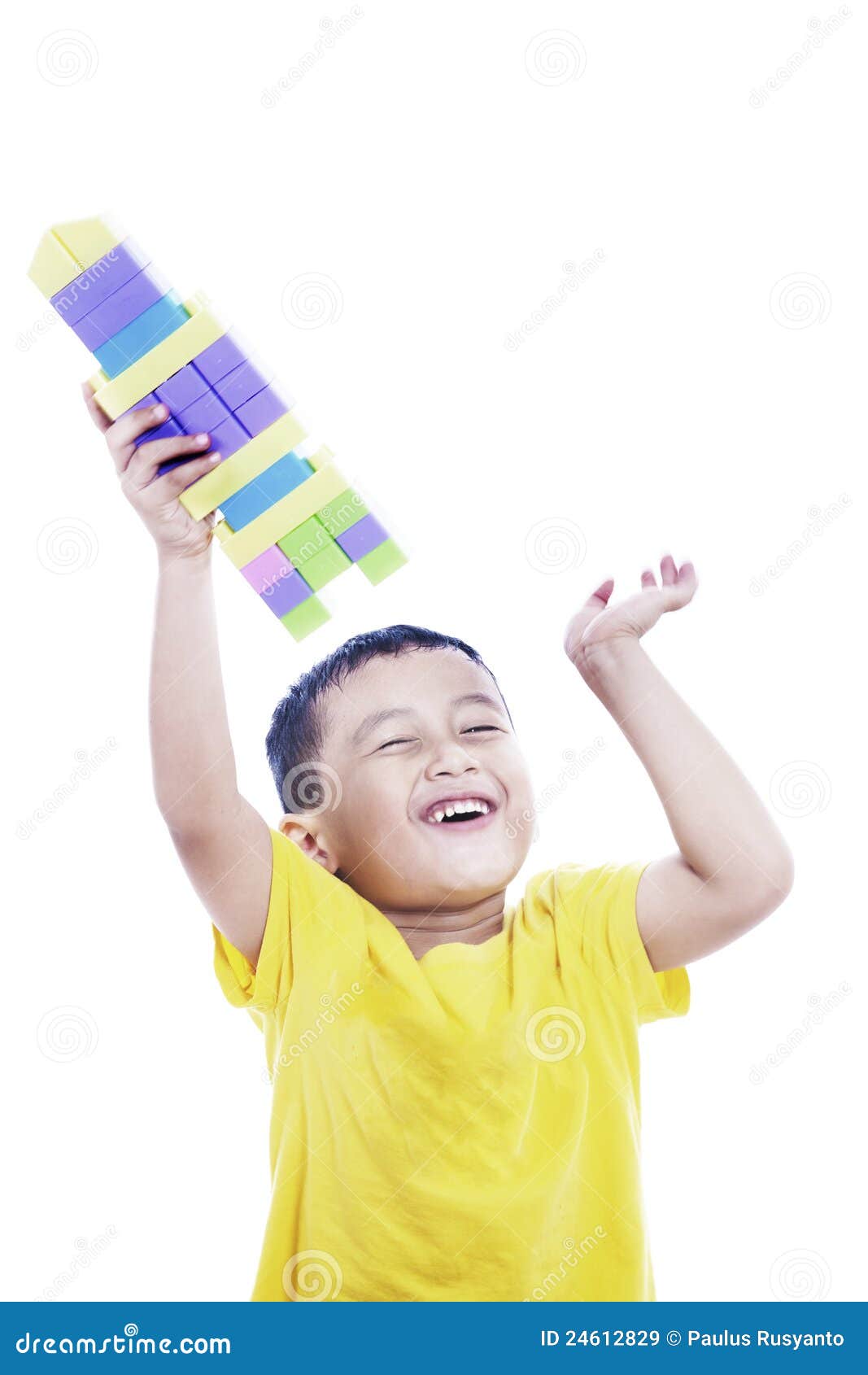 Proud Asian Kid Showing Off His Creation Stock Image - Image of play ...