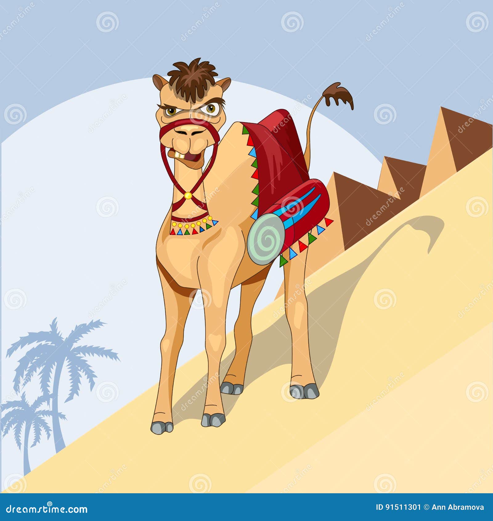 Proud Camel Caravan of the Desert Vector Illustration Stock Vector ...