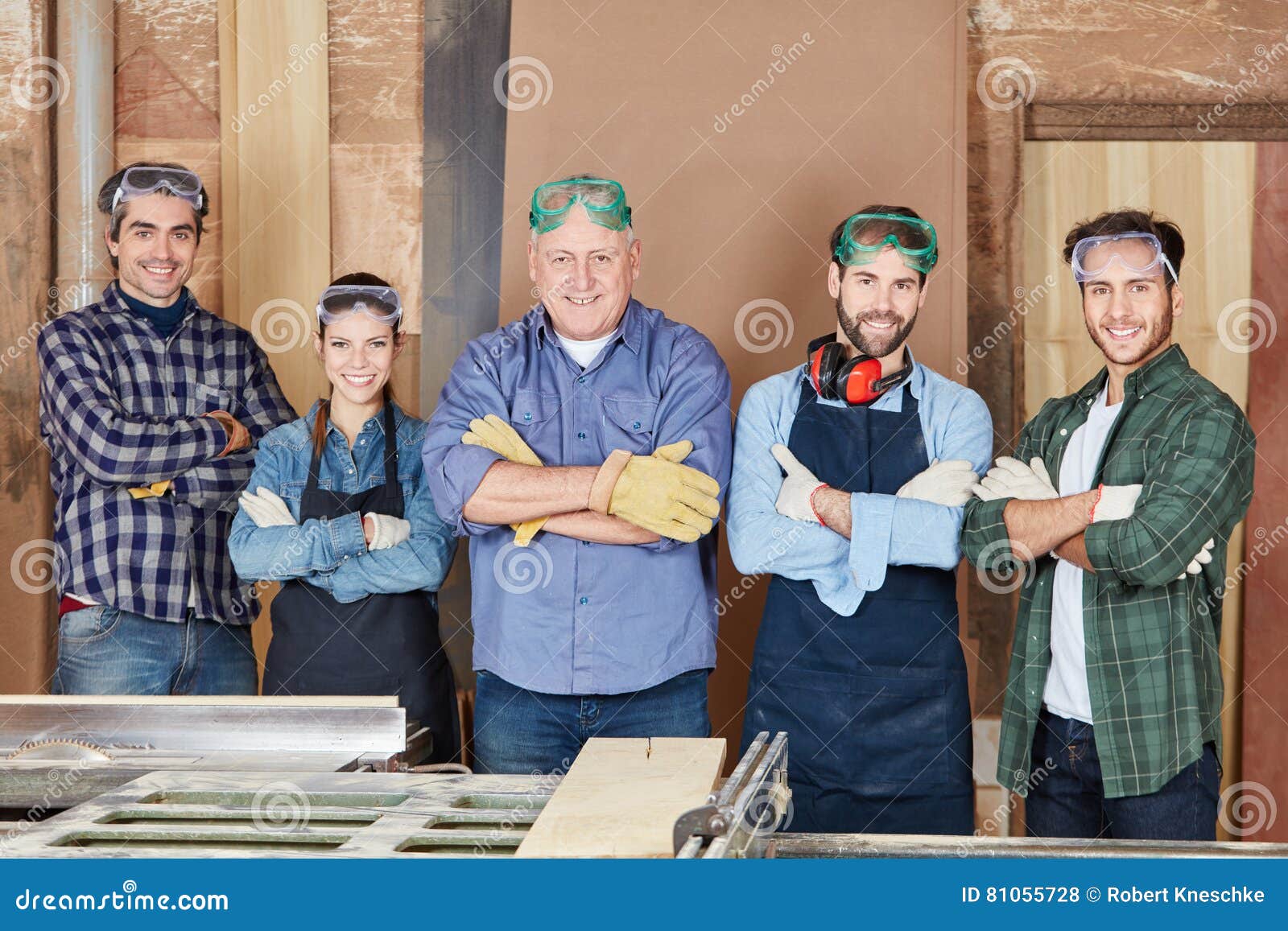 Proud carpenters team stock photo. Image of colleagues - 81055728