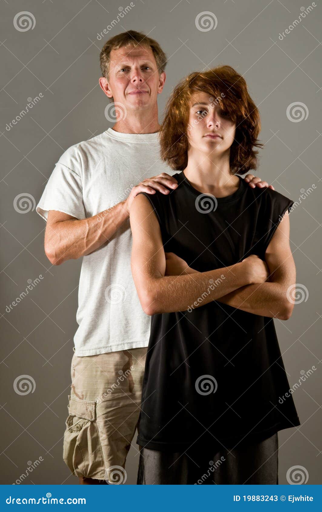 Proud Father of Teenage Son Stock Image - Image of hugging, studio ...