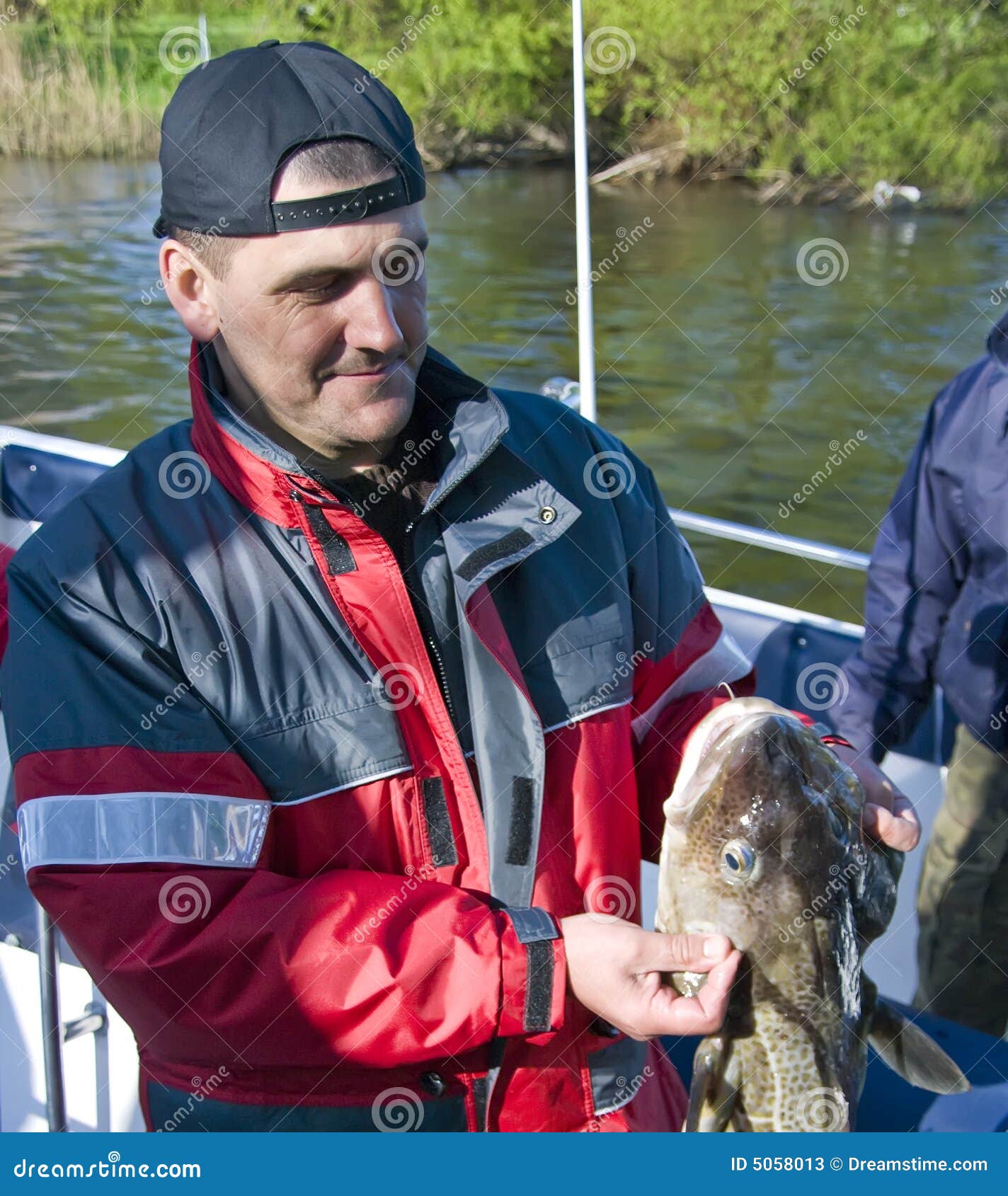 Proud Fisherman with Large Cod Stock Image - Image of forties, hobby ...