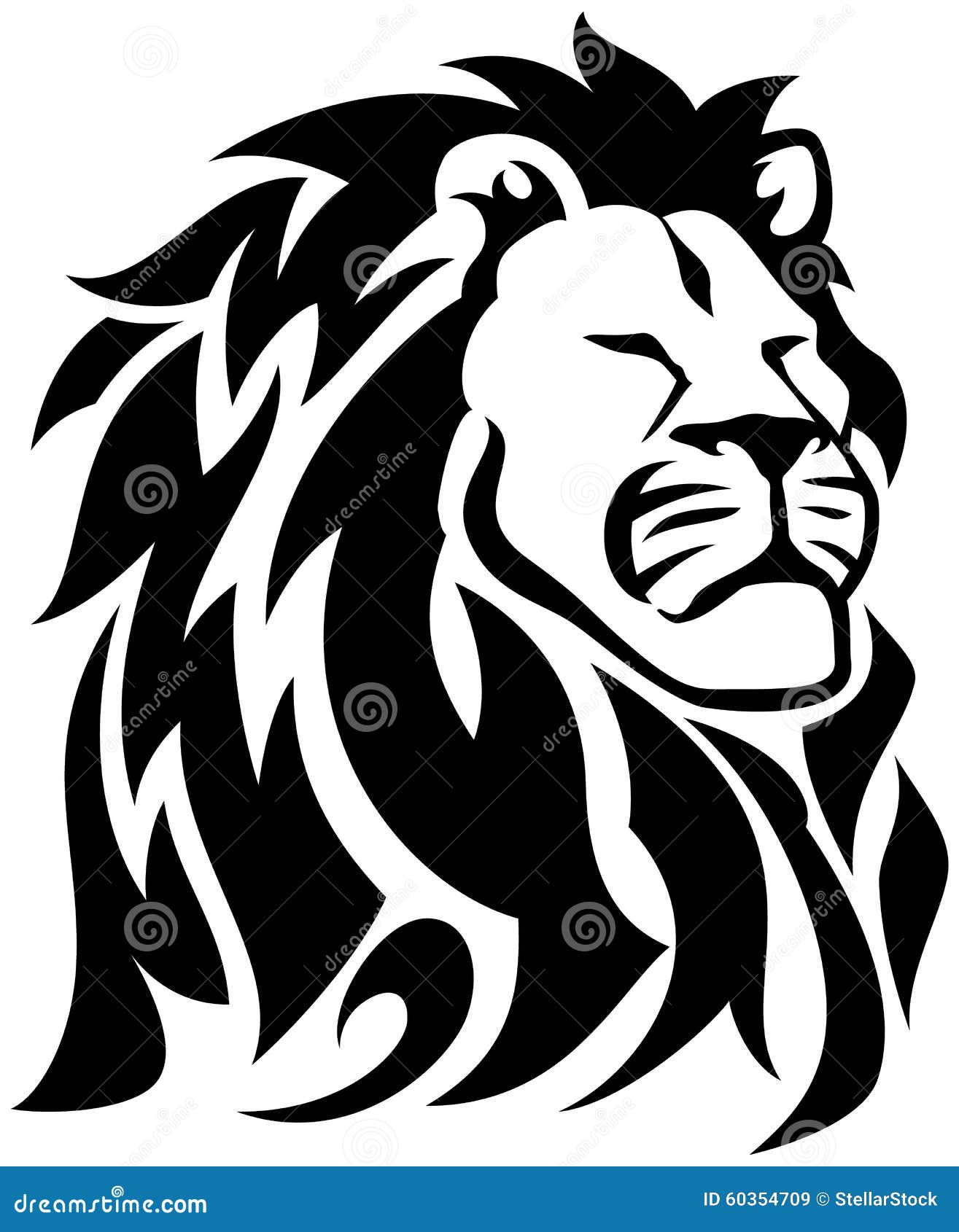 Proud Lion Tribal Tattoo stock vector. Illustration of mouth - 60354709