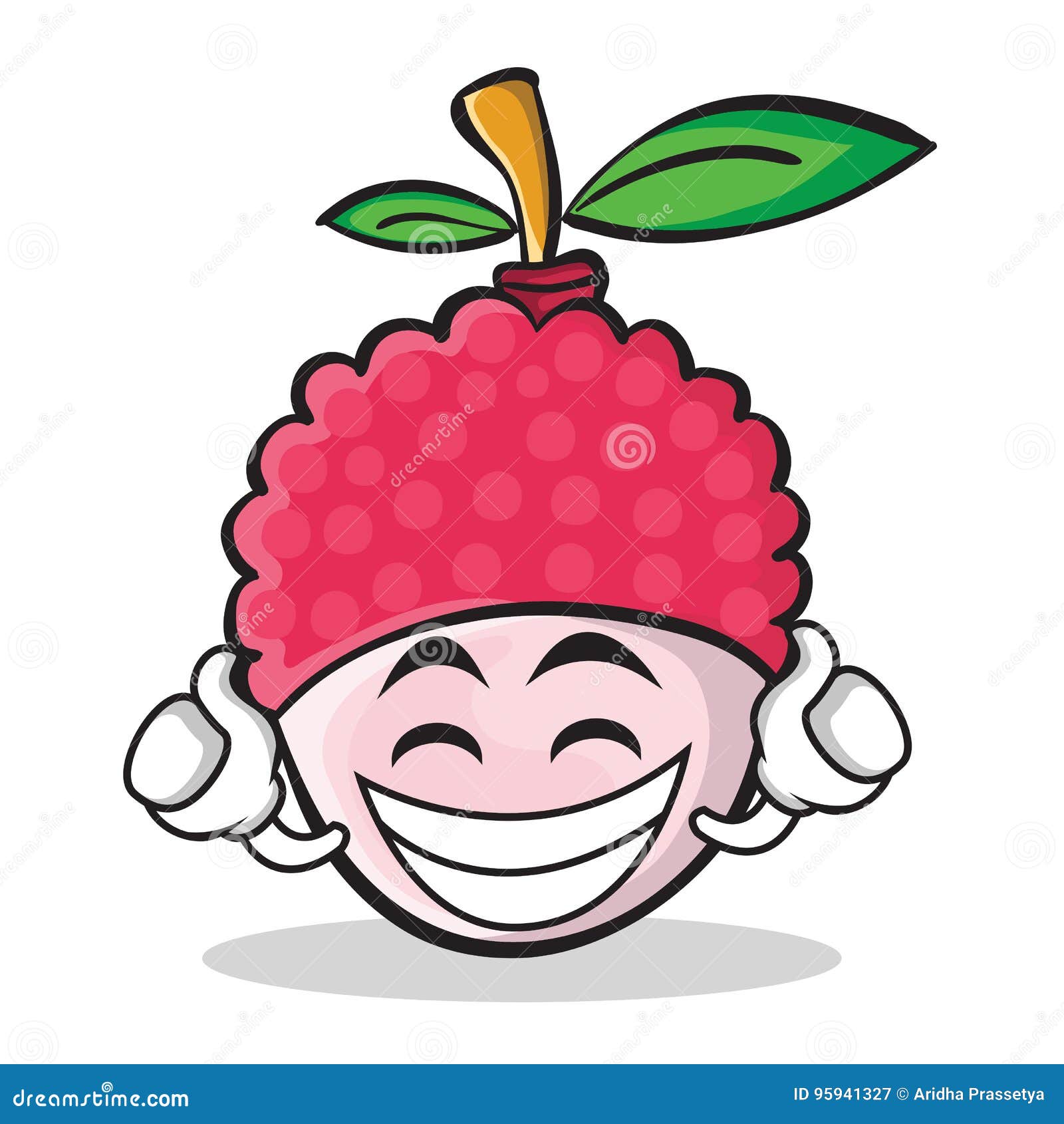 Lychee Cartoon Character With Love Cute Emoticon Vector Illustration ...