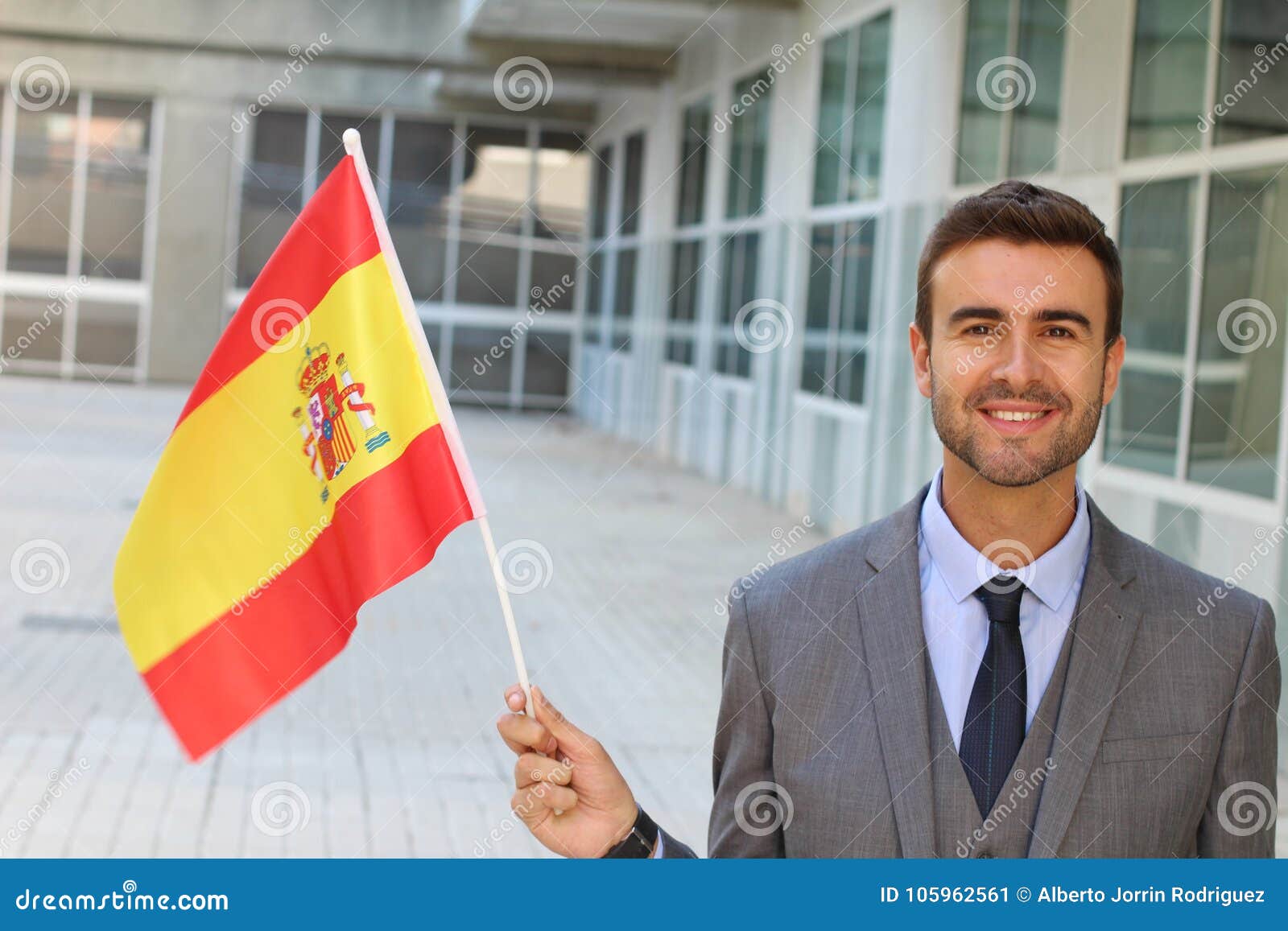 Proud Man Waving the Spanish Flag Stock Image - Image of identity ...