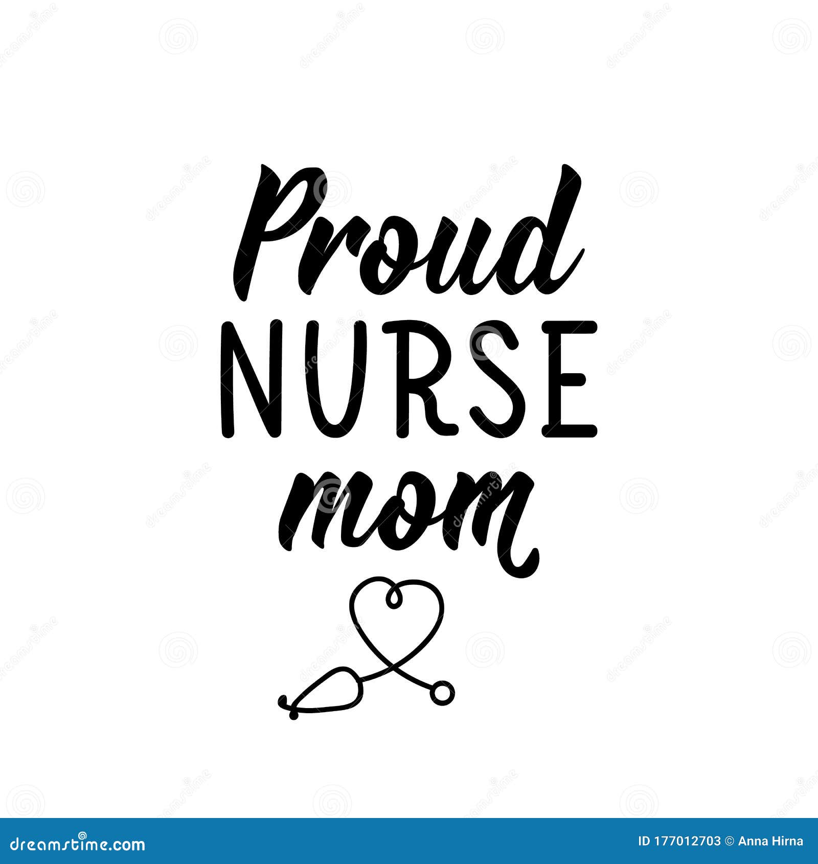 Proud Nurse Mom Vector Illustration Lettering Ink Illustration Stock