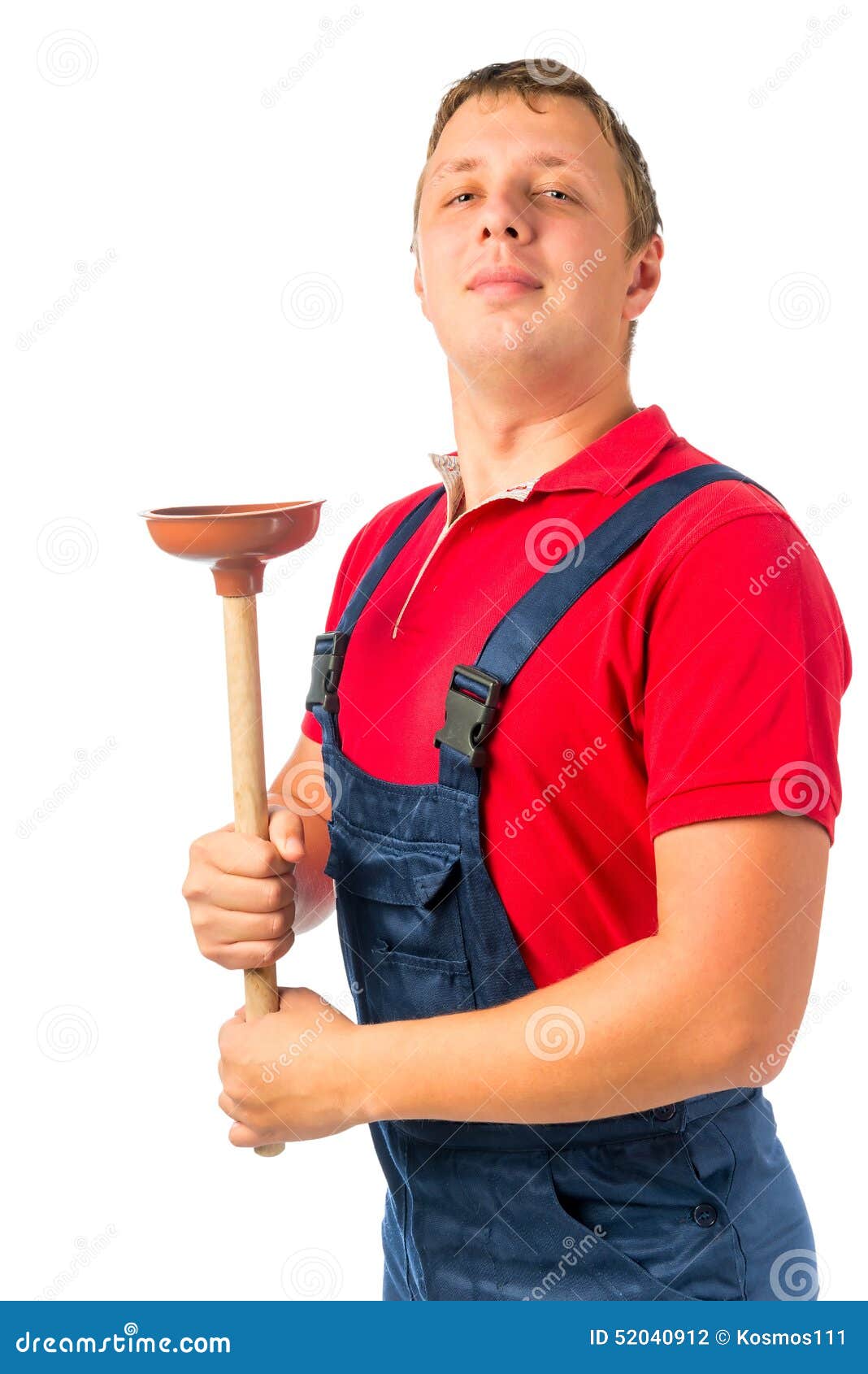 Proud Plumber with a Rubber Plunger Stock Photo - Image of occupation ...
