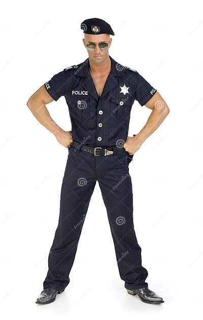 Proud policeman stock photo. Image of isolated, beret - 3002428