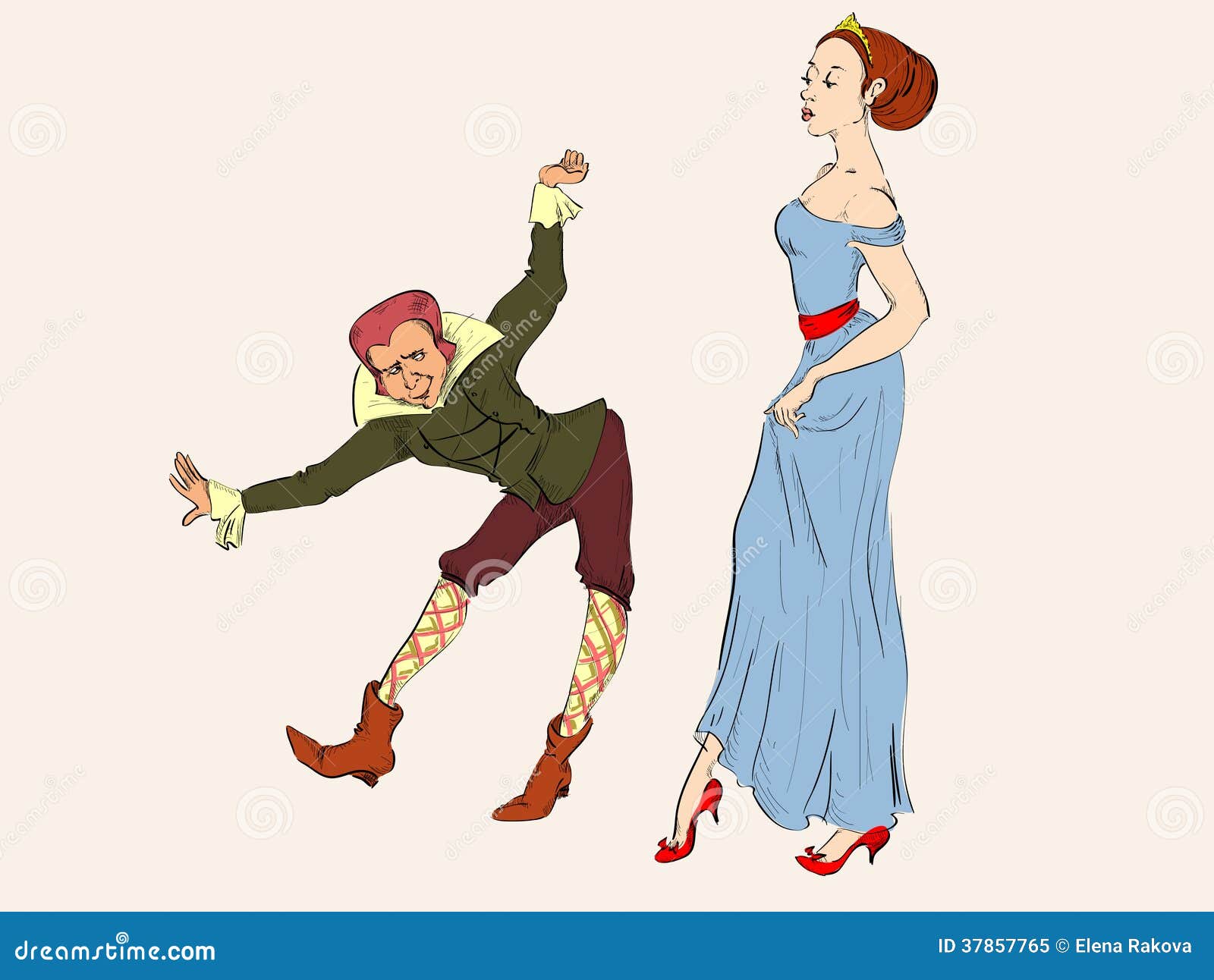 Proud Princess Leaves The Unfortunate Lover. Vector Illustretion ...