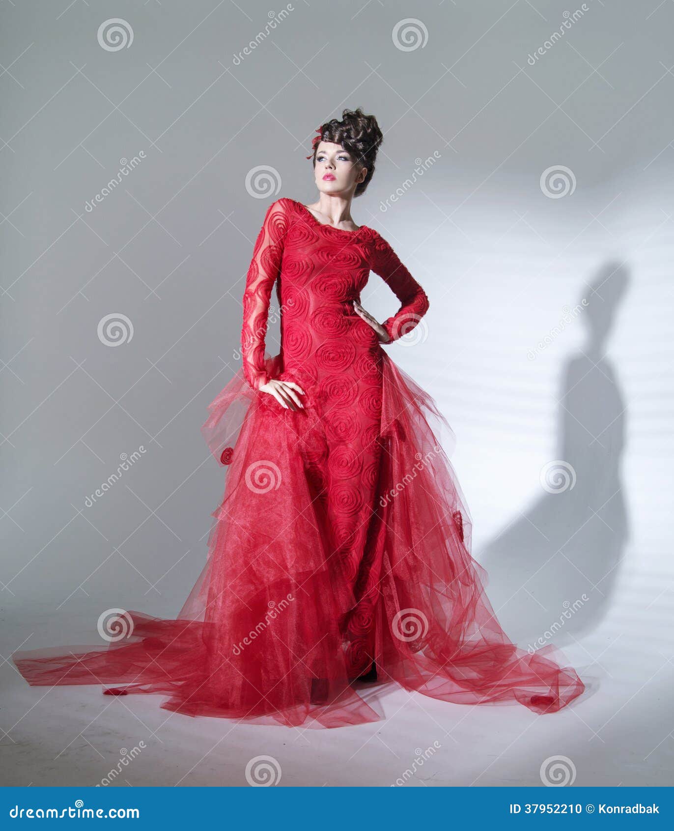 Proud Red Queen in Fashion Pose Stock Photo - Image of portrait, away ...