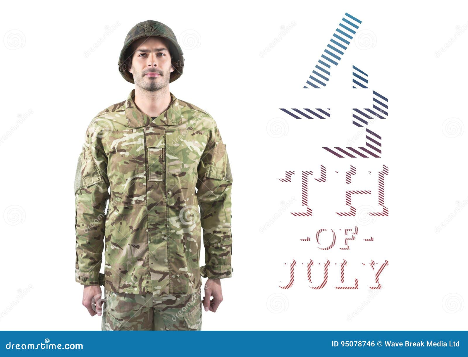 Proud Soldier Standing Against 4th of July Background Stock Photo ...
