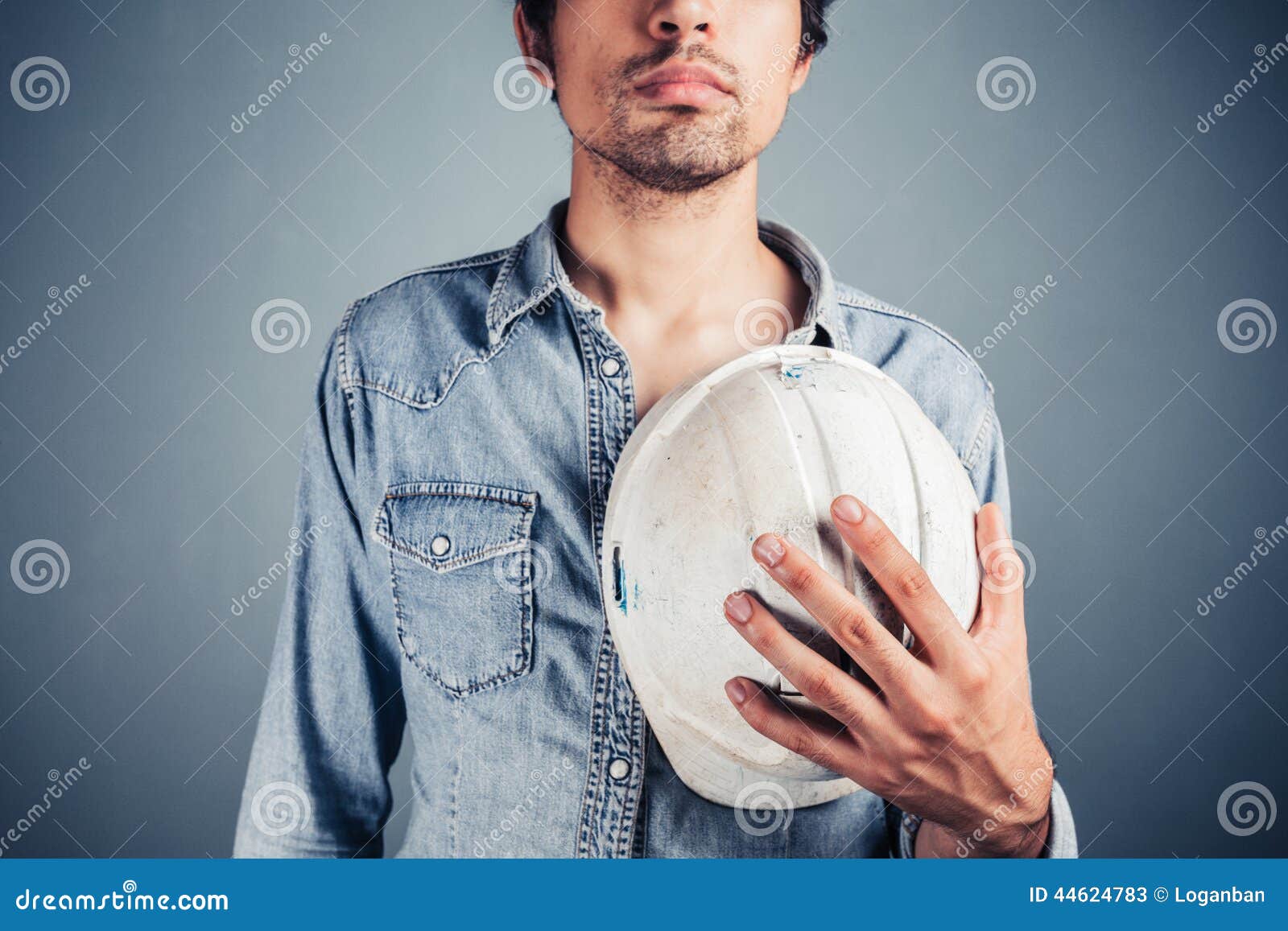 Proud worker with hard hat stock image. Image of portrait - 44624783
